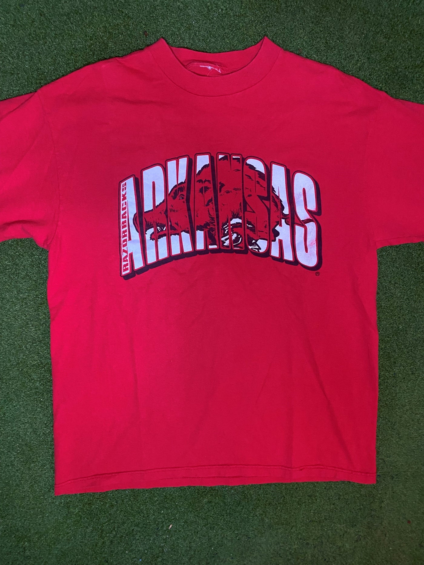 90s Arkansas Razorbacks - Vintage College Tee Shirt (Medium)