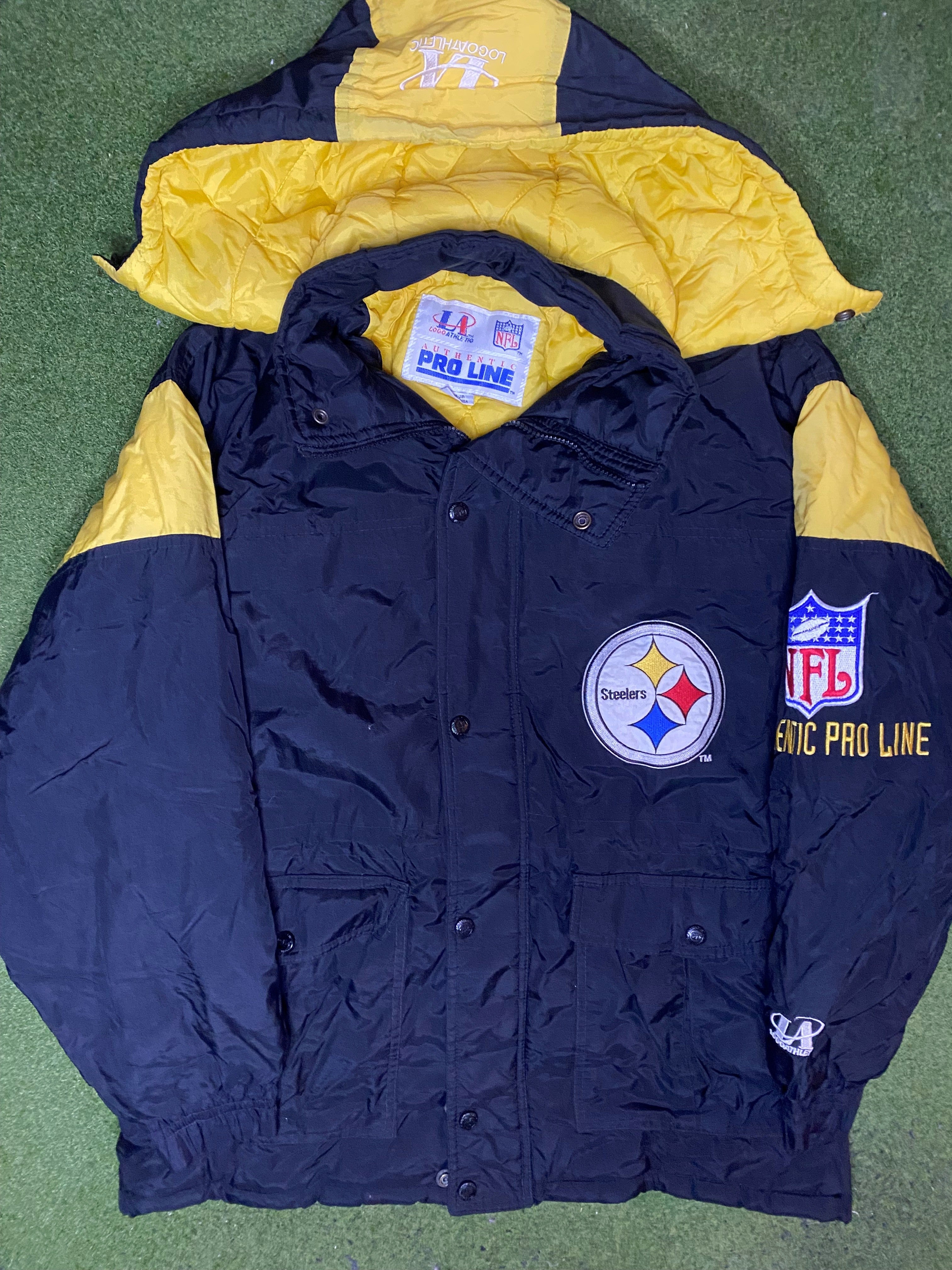 90s Pittsburgh Steelers - Vintage NFL Winter Jacket (Youth XL ...