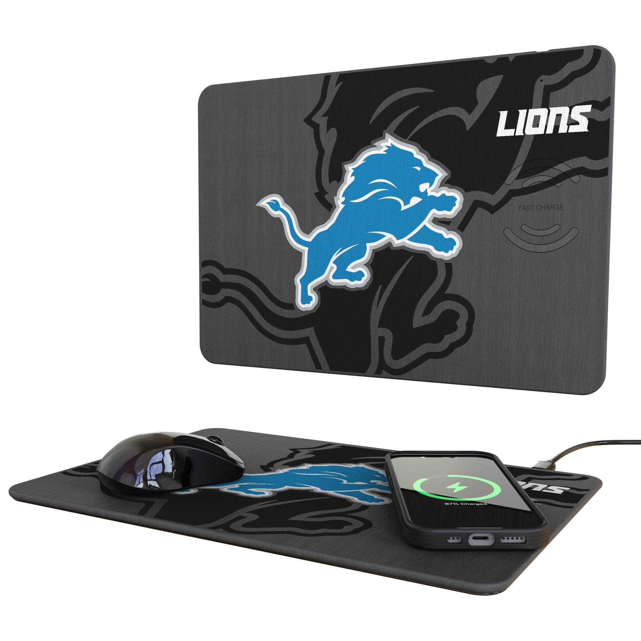 Detroit Lions Monocolor Tilt 15-Watt Wireless Charger and Mouse Pad ...